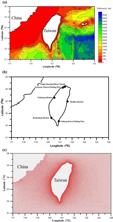 A Bathymetric Map B Locations Of Tidal Gauge Stations Along The Coast Download Scientific