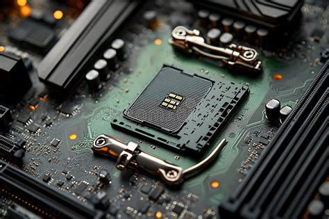 Close Up Of Cpu Socket On Modern Motherboard Computer Hardware Detail Stock Illustration