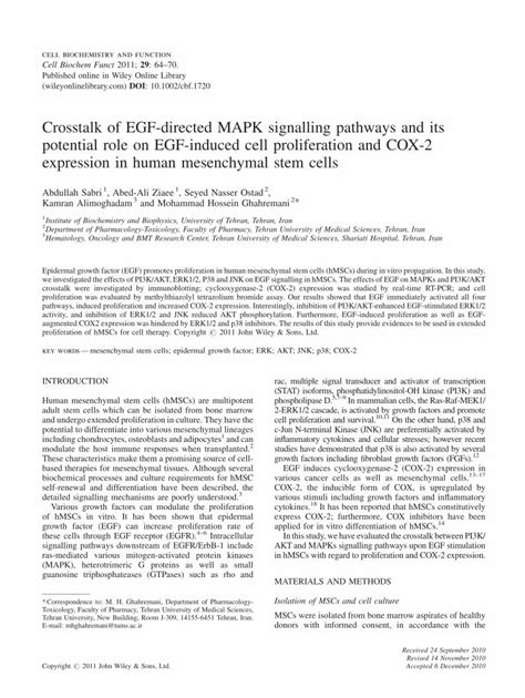 pdf crosstalk of egf directed mapk signalling pathways and its