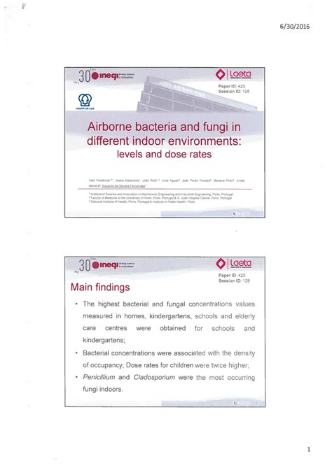 Pdf Airborne Bacteria And Fungi In Different Indoor Environments Levels And Dose Rates