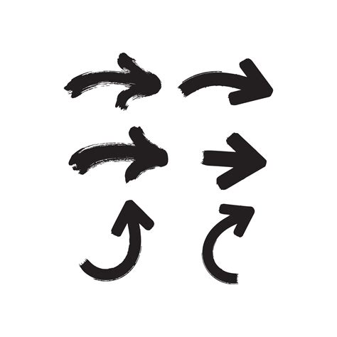 Set Of Six Black Brush Stroke Arrows On White Keywords Arrow Direction