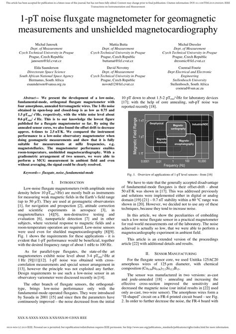Pdf 1 Pt Noise Fluxgate Magnetometer Design And Its Performance In Geomagnetic Measurements