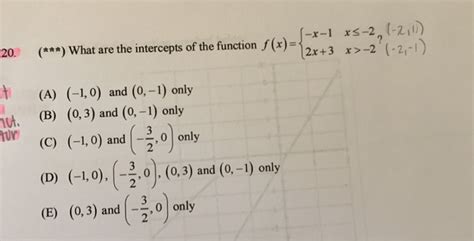 Solved 20 What Are The Intercepts Of The Function
