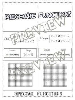 Piecewise Functions Foldable Interactive Notebook Graphic Organizer F IF B