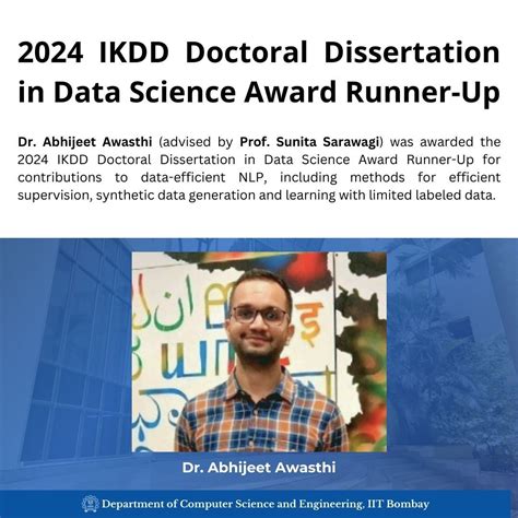 Congratulations To Dr Abhijeet Awasthi For Being Named The Runner Up For The 2024 Ikdd Doctoral