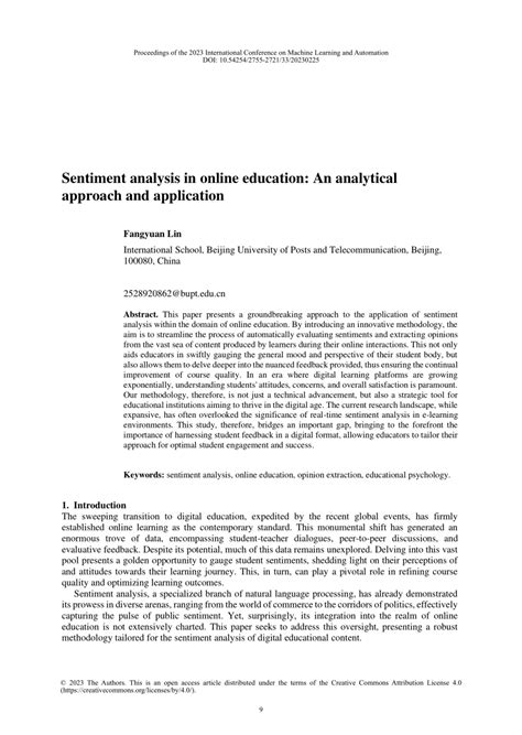 Pdf Sentiment Analysis In Online Education An Analytical Approach