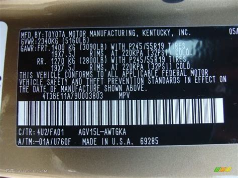 2009 Toyota Venza Awd Color Code Photos