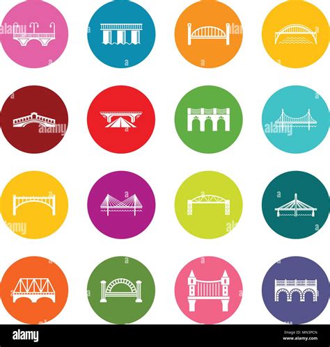 Bridge Icons Set Colorful Circles Vector Stock Vector Image Art Alamy