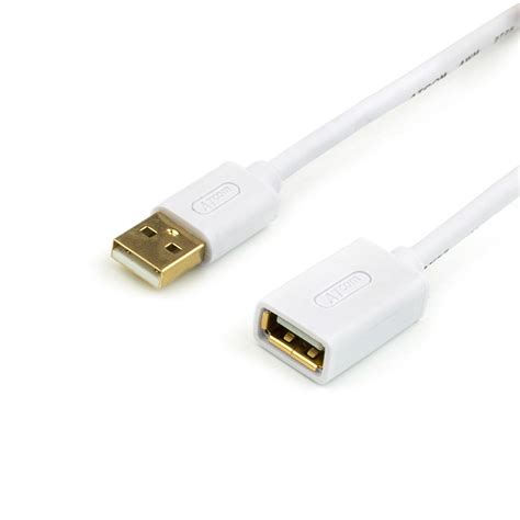 Кабель Usb 2 0 Am Af довжина 1 8 м білий Gold Plated блістер Atcom Ua