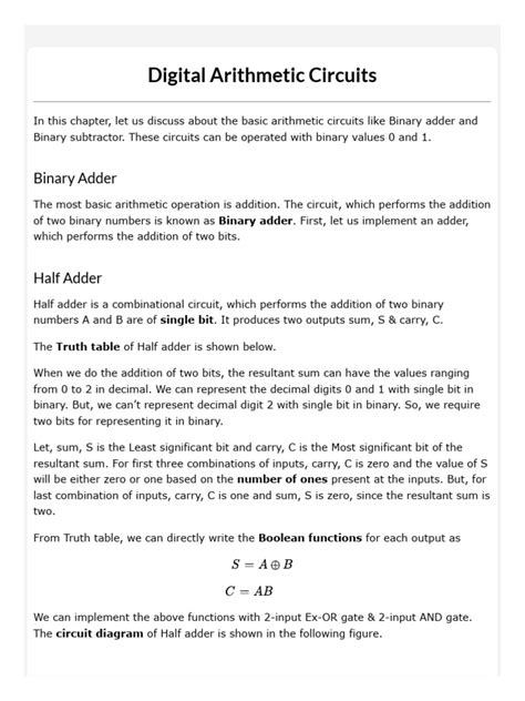 Arithmatic Circuit Pdf Electronic Circuits Arithmetic