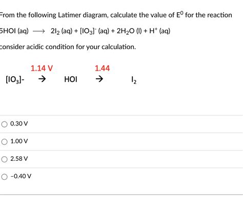 solved from the following latimer diagram calculate the