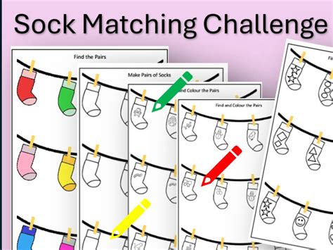 Sock Matching Challenge Sheets Teaching Resources