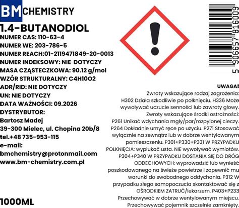 1 4 Butanediol 1 4 Butanodiol Bdo Czysty 1l Mielec • Olx Pl