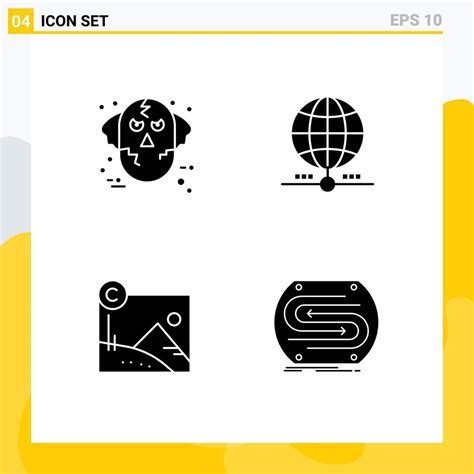 Stock Vector Icon Pack Of 4 Line Signs And Symbols For Evil Network