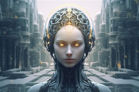 Premium Ai Image Portrait Of Woman With Artificial Intelligence