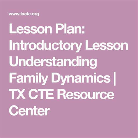 Introductory Lesson On Family Dynamics