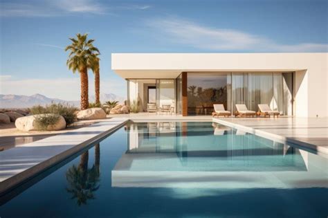 Premium Photo A Captivating Image Of A Modern Minimalist Villa Its