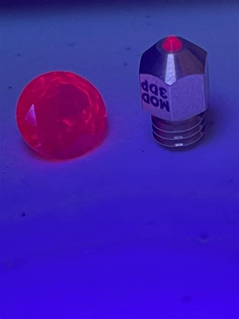 Yes 10 Ruby Tip Nozzle From Mod3dp Are Real Ruby Glows Under Uv As Shown With A Known