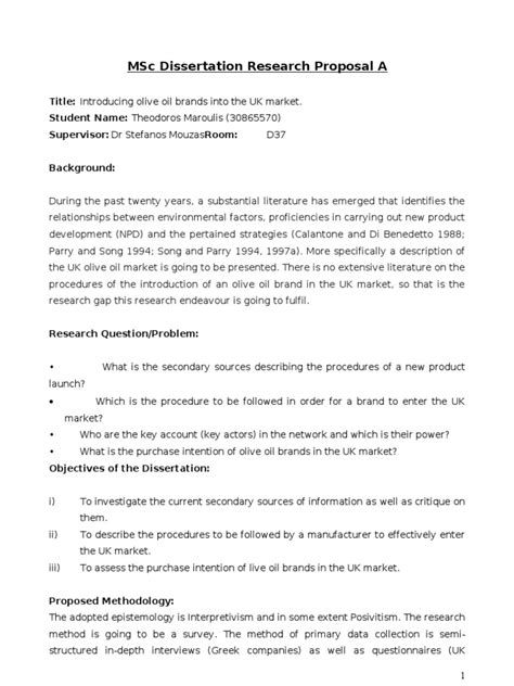 Dissertation Proposal Sample Qualitative Research New Product