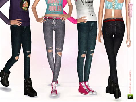 The Sims Resource Teen Ripped Jeans