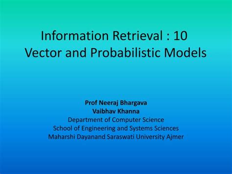 Information Retrieval 10 Vector And Probabilistic Models Pptx