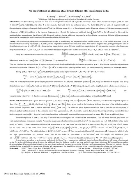 Pdf On The Problem Of An Additional Phase Term In Diffusion Mri In Anisotropic Media