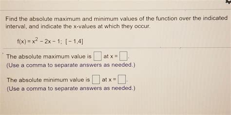 Solved Find The Absolute Maximum And Minimum Values Of The