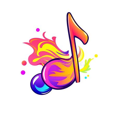Anime Music Note Stickers Vibrant Colors Anime Style Contour Vector