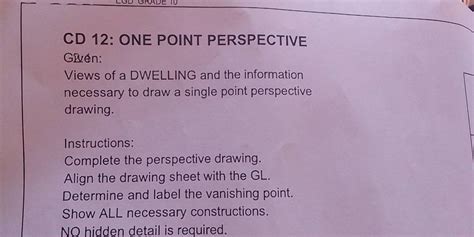 Solved Egd Grade 10 Cd 12 One Point Perspective Given Views Of A