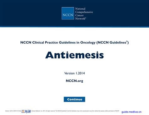 NCCN Guidelines Antiemesis