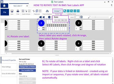 Bws Text Labels App How To Rotate Text Note Individual Labels Cannot