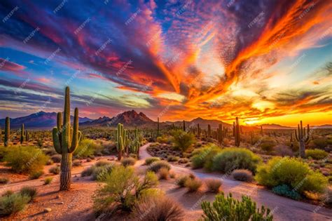 Arizona Sunset Sky Landscape Near Phoenix Colorful Sunset Sky Landscape
