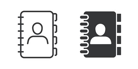 연락처 책 얇은 선 글리프 단색 아이콘 편집 가능한 획과 투명한 배경에 격리된 완벽한 픽셀 Brand Name Online Messaging Platform에 대한 스톡