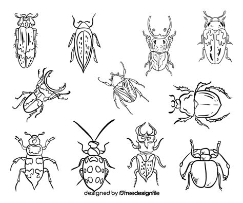 Bugs Black And White Vector Free Download