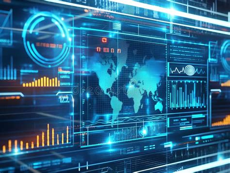 Advanced Digital Interface With Global Data Visualization Stock Image