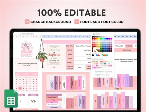 Reading Tracker Spreadsheet Template Book Tracker Spreadsheet Reading Planner Reading Log