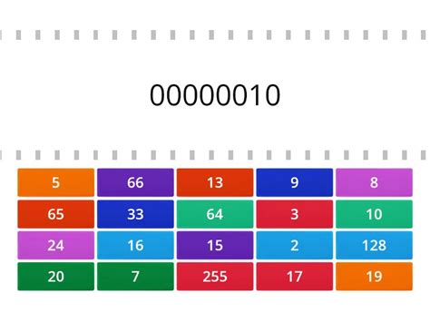 Decimal Binary Match Find The Match