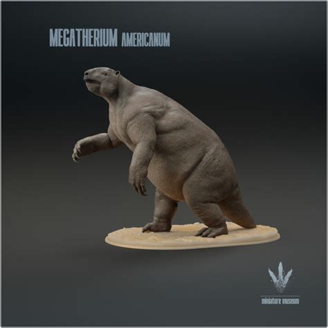 3d Printable Megatherium Americanum Standing By Miniature Museum