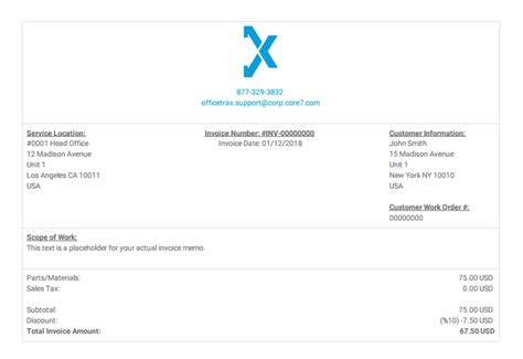 Default Invoice Template Help Docs Officetrax