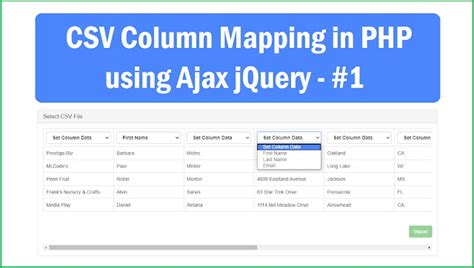 Import Selected CSV File Column In PHP Using Ajax JQuery Webslesson