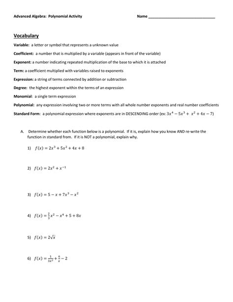 polynomial introduction packet
