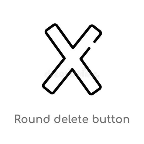 Outline Round Delete Button Vector Icon Isolated Black Simple Line Element Illustration From