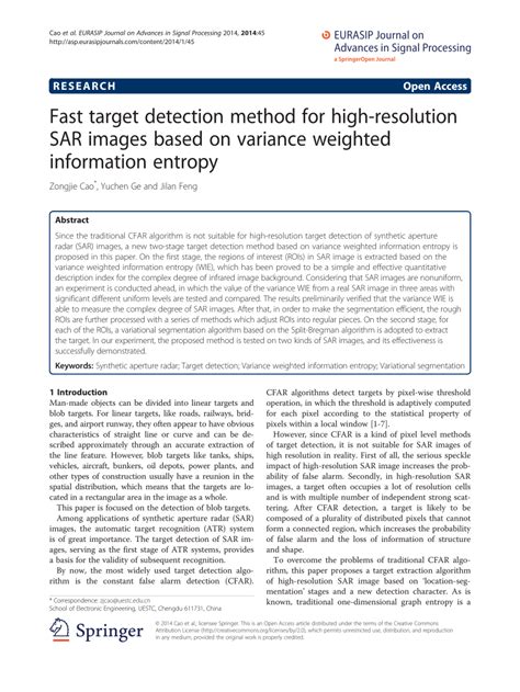 pdf fast target detection method for high resolution sar images based