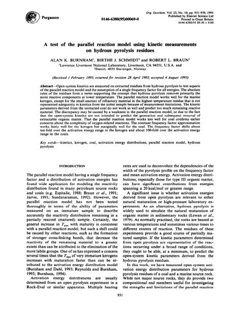 Atestoftheparallelreactionmodelus Pdf Pyrolysis Activation Energy