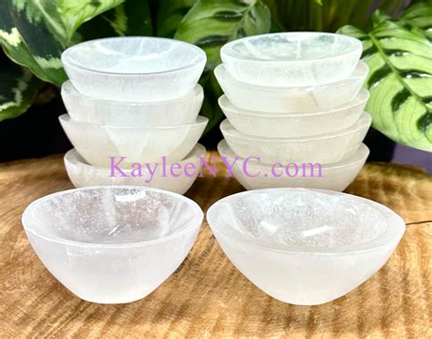 12pcs Large Natural Selenite Aka Satin Spar Bowl ~8cm Kaylee Nyc