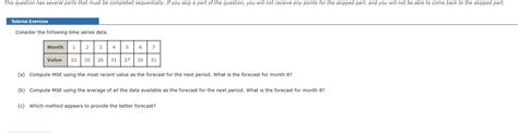 Solved Consider The Following Time Series Data A Compute Chegg