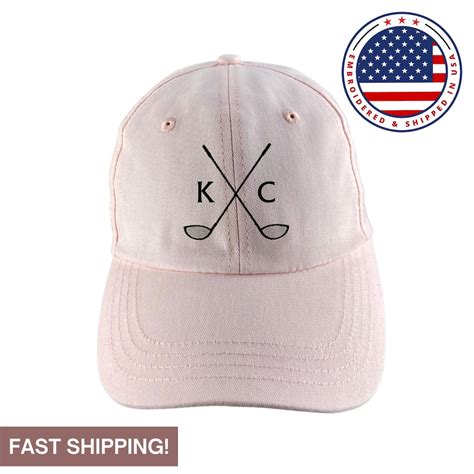 Embroidered Golf Clubs Hat 100 Cotton Pink Baseball Cap Osfa
