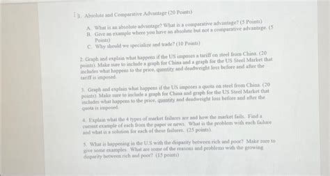 Solved I 1 Absolute And Comparative Advantage 20 Points