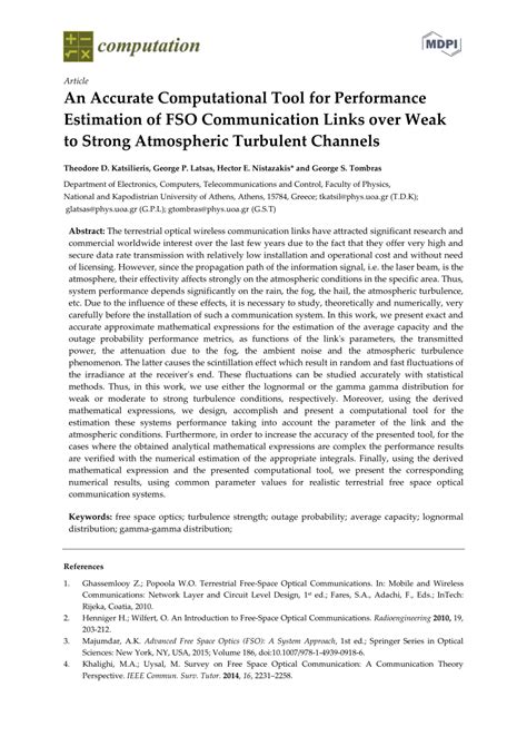 Pdf An Accurate Computational Tool For Performance Estimation Of Fso Communication Links Over