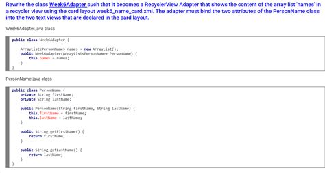 Solved Rewrite The Class Week Adapter Such That It Becomes A Chegg